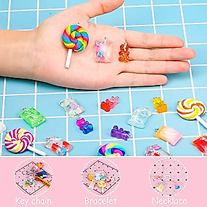 Hicarer 70 Pieces Colorful Candy Pendant Charm for Jewelry Making Cute Gummy Candy Bear Lollipops Pendant Charms Polymer Clay Resin Charms for DIY Keychain Necklace Bracelet Earring Craft