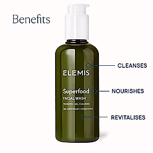 ELEMIS Superfood Facial Wash | Revitalizing Daily Prebiotic Gel Wash Gently Cleanses, Nourishes, and Balances Skin for a Fresh, Glowing Complexion, 6.7 Fl Oz (Pack of 1)