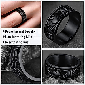Black Stainless Steel Rings Masculine Wedding Eternity Band Engagement Promise Finger Charming Female Celtic Knot Design