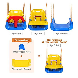 RedSwing 4 in 1 Baby Swing Seat with Tray, Toddler Swing, Anti-Flip Snug and Secure Detachable Infants to Teens Kids Swing Seat for Outdoor Playground