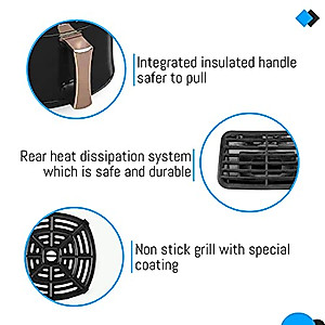 Silver Crown Deep Air Fryer – Electric Hot Air Fryer with Digital Display & XL Capacity, 1400 Watts, Instant Healthy & Low Calorie Cooking Essentials, Oilless Meals, Kitchen Countertop Accessories