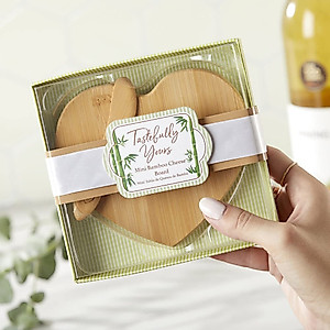 Kate Aspen 4PCS Tastefully Yours Heart Shaped Bamboo Cheese Board, Miniature Cutting Board, Favors Decorations Guest Gifts for Wedding, Bachelorette, Bridal Shower & More