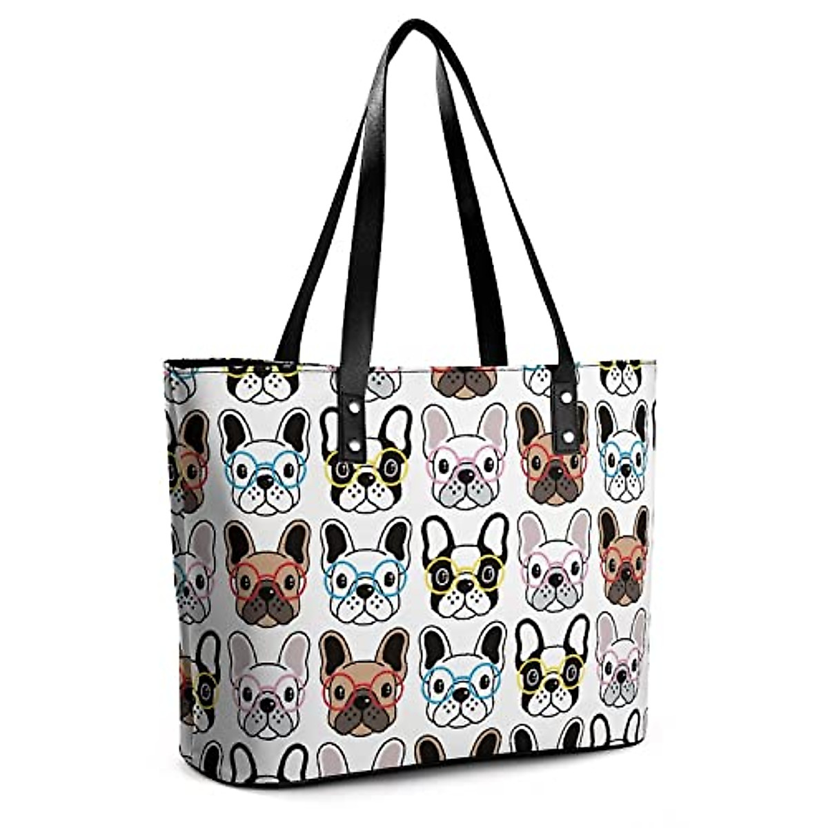 Womens Handbag Dogs Pattern Leather Tote Bag Top Handle Satchel Bags For Lady