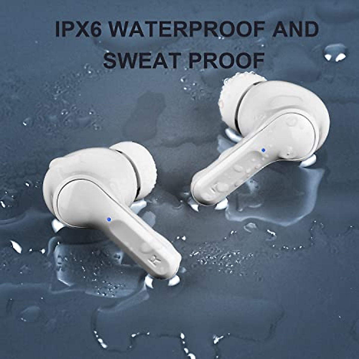 Acnob Ear Buds Wireless Bluetooth Earbuds 5.0 IPX6 Waterproof 32 Hours Playtime Headphones with Wireless Charging Case & Built in Mic TWS HiFi Bass Stereo Earphones for iPhone & Android,White