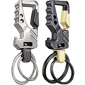GABOX 2Pcs KeyChains EDC Key Rings Key Chains Bottle Opener Auto Car Keys Tactical Carabiner Keychain with Clip