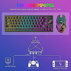 Wireless Gaming Keyboard and Mouse Combo,12 RGB Backlit with Rotary Knob,Long-Lasting Rechargeable Battery 4000mAh,N-Key Rollover,Quick and Quiet Typing Keyboard and Mouse for PC PS4 PS5(Black)