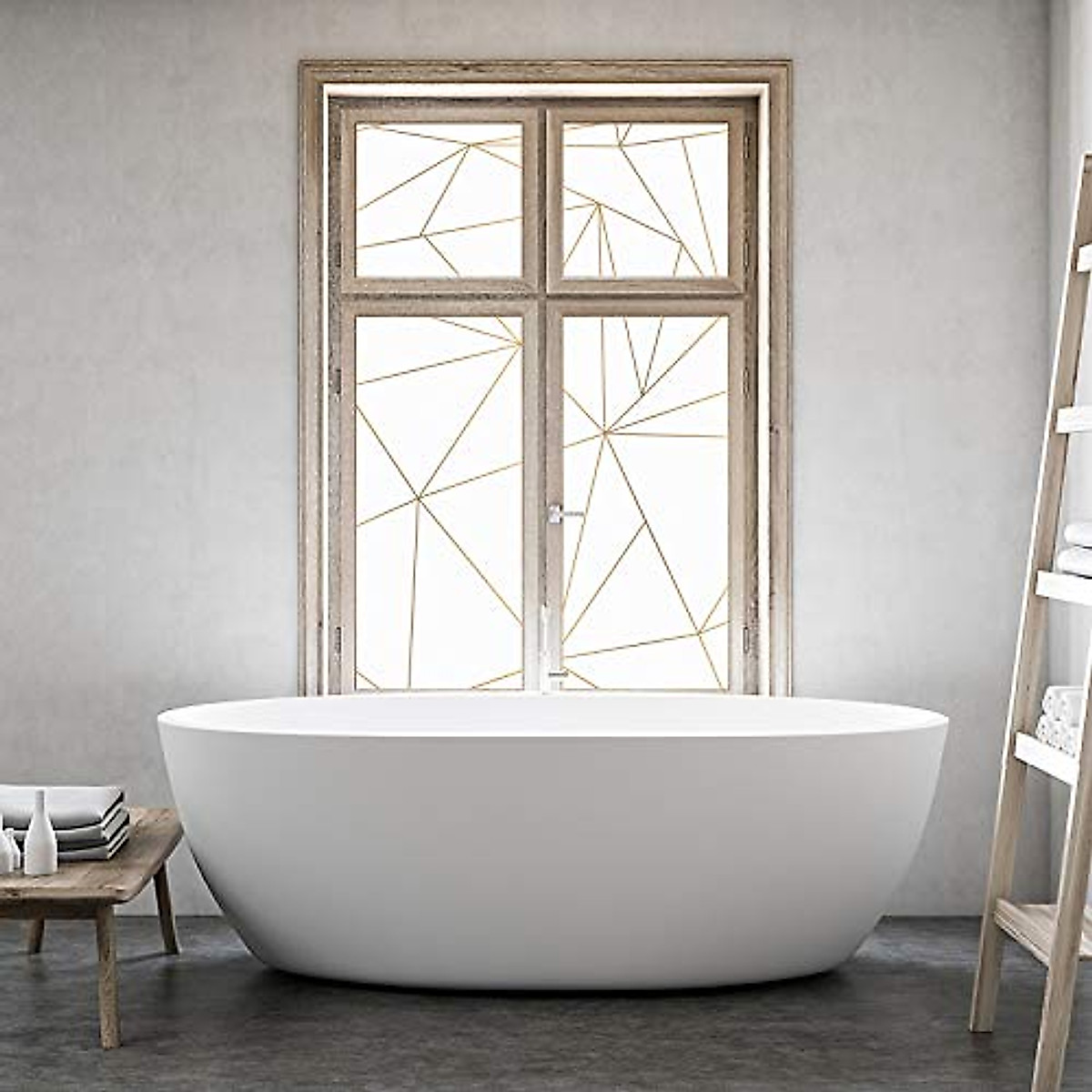 WPCTEV Window Film Non Adhesive Frosted Film Privacy Window Sticker Self Static Cling Vinly Glass Film Anti UV Decorative for Home Office White Geometry 17.5 Inch x 6.5 Feet