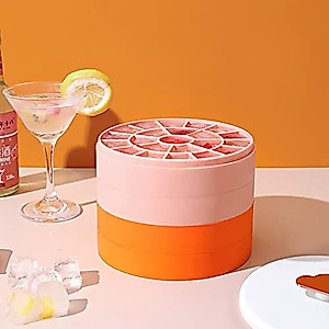 Ice Cube Mold with Lid, Ice Bucket, Scoop - 22 Ice Cube Trays - Food-Grade Silicone - Ideal for Cocktail Bar, Parties, Chilling Wine, Champagne - 2 Pack (Color : Purple)