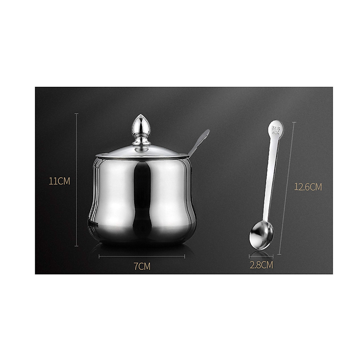 TENTA TENTA KITCHEN Gourmet Seasoning Box with Serving Spoons, Spice Jar Set Condiment Cruet Bottle, Kitchen Supplies,Nice Design for Kitchen (Stainless Steel With Glass Lids)