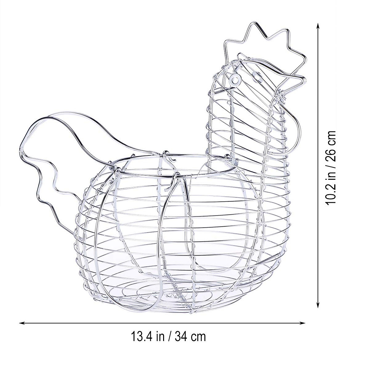 Hemoton Chicken Shaped Egg Holder Creative Iron Eggs Storage Basket Metal Wire Hen Egg Basket Vegetables Container Farmhouse Decor (Silver)