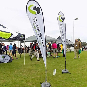 Anley Foldable Ground Base with Water Bag - Fits Flutter Feather Banner Flag Pole with a 0.65" Inner Diameter - Stainless Steel Stand with Round Weight Bag for Outdoor Business - Base Only