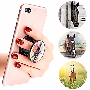 4 Pack Foldable Expanding Cell Phone Finger Stand Holder Compatible with All Smartphones and Tablets Watercolor Yellow Brown Field Horse