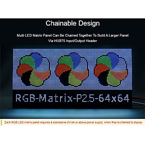 64x64 4096 Pixels RGB Full-Color LED Matrix Panel 2.5mm Pitch, Adjustable Brightness Chainable Design,Display Text/Colorful Image/Animation, Compatible with Raspberry Pi / Raspberry Pi Pico / ESP32