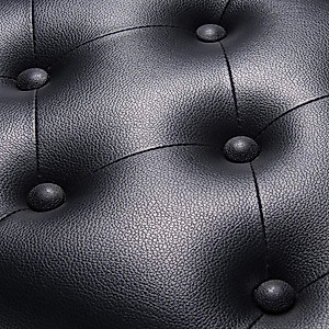 AW Adjustable Height Piano Bench Stool PU Leather Wooden Keyboard Seat with Music Storage Weight Capacity 400lbs Black