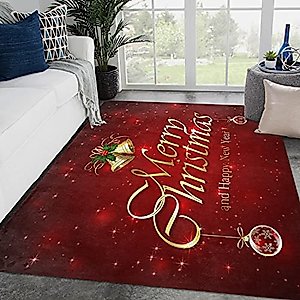 ALAZA Red Starry Merry Christmas Area Rug Rugs Mat for Living Room Bedroom 6'x4'