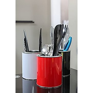 BLYSK Empty Metal Quart Paint Cans with Lids Paint Storage Containers Unlined Multipurpose Storage for Art and Crafts DIY Projects Painting Garage Organization Parties, Free Can Open, Marker & Labels (6, White)