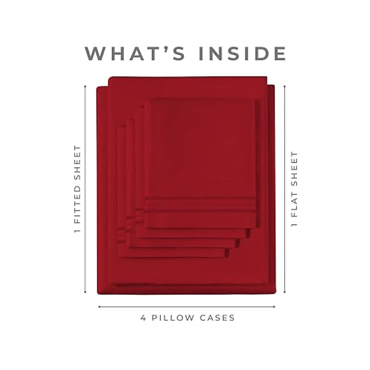 Calimartz Queen Size Sheets – 6 Piece Bedding Sheets & Pillowcases – Hotel Luxury, Soft Microfiber 100GSM, Breathable & Cooling Bed Sheets – with Deep Pocket up to 16’’ – 1800 Thread Count. (Red)