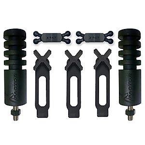 Crossbow Accessories Kit by X Factor | Made in USA | Multi Pack of Crossbow Limb Dampeners, String Silencers, and 4" Bow Stabilizers | Durable A-Tech Rubber