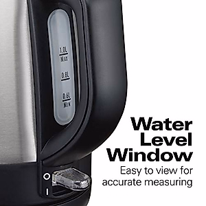 Hamilton Beach Electric Tea Kettle, Water Boiler & Heater, 1 L, Cordless, Auto-Shutoff & Boil-Dry Protection, Stainless Steel (40998)
