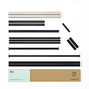 ZINUS Mia Metal Platform Bed Frame with Headboard / Wood Slat Support / No Box Spring Needed / Easy Assembly, King, Black