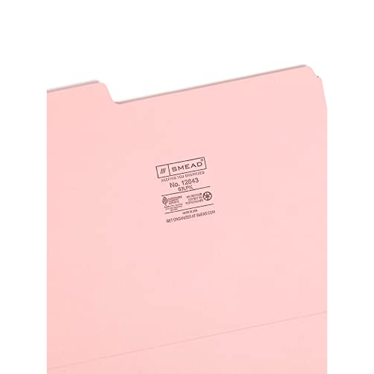 Smead Colored File Folder, 1/3-Cut Tab, Letter Size, Pink, 100 per Box (12643)