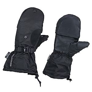 Striker Climate Crossover Waterproof Breathable Insulated Ice Fishing Mitts with Adjustable Wrist and Gauntlet Closure, Black, Large