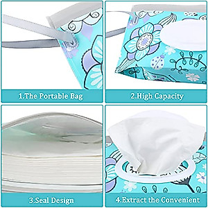 FEBSNOW 2 Pack Baby Wipe Dispenser,Reusable Portable Wipe Holder,Baby Wipes Container,Travel Baby Wipes,Refillable Wet Wipe Pouch(Floral)