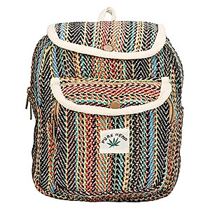 LONGING TO BUY Hemp Small Backpack, Hemp Backpack For Men & Women (Green Multi)