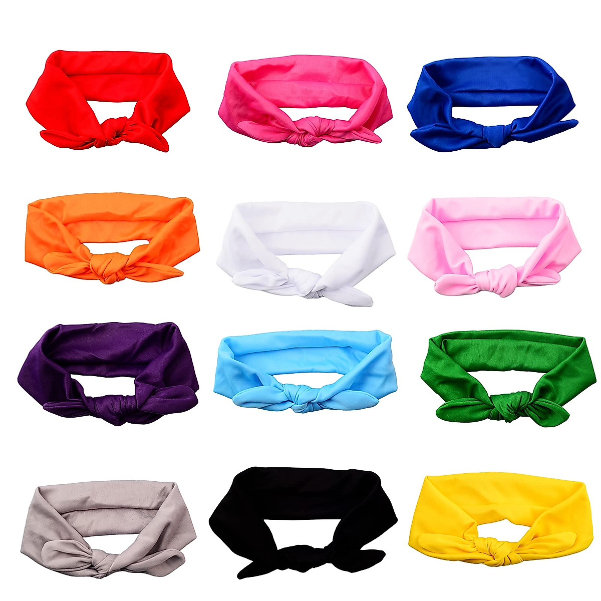 SOCOKING 12pcs Headband Elastic Baby Headband Baby with Newborn Hair Bows for Toddler Baby Girls Infants (12 solid colors)