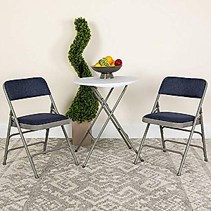Flash Furniture 2 Pack HERCULES Series Curved Triple Braced & Double Hinged Navy Fabric Metal Folding Chair