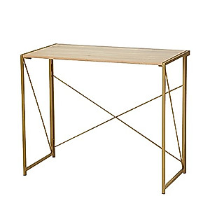 Urban Lifestyle Foldable Computer Desk, Wood/Gold