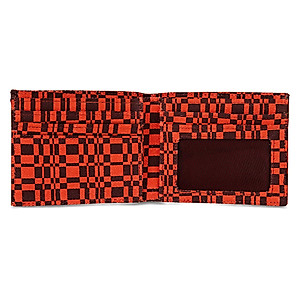 Eddie Bauer Men Signature Bifold Passcase Wallet (Available in Cotton Ripstop Nylon), Canvas Print-Red, One Size