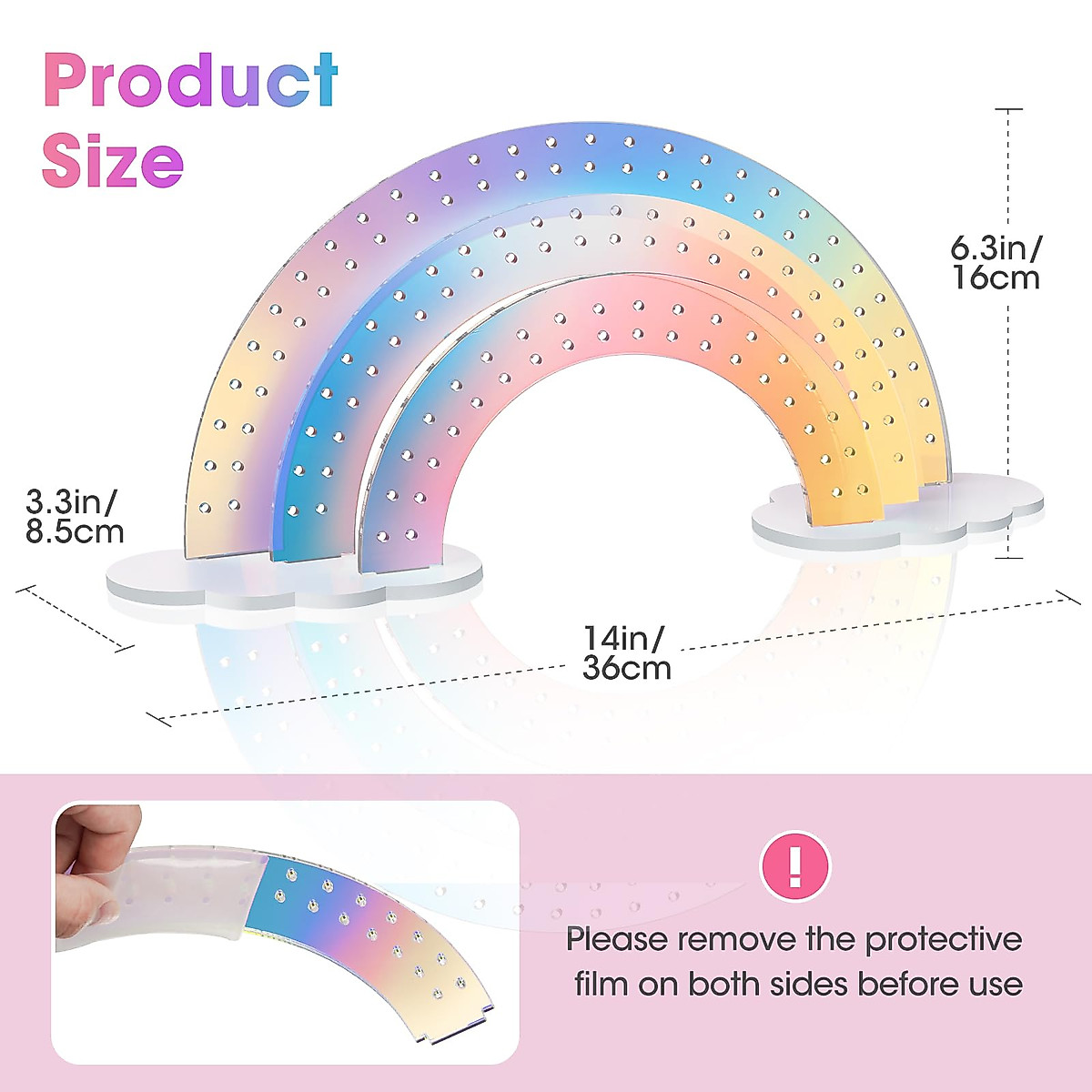 NiHome 3-Tier Iridescent Acrylic Rainbow Earring Organizer, Lightweight & Durable Design 140 Holes for 70 Pairs, Unique Front Row for Special Earrings, 11.8" W x 6.25" H