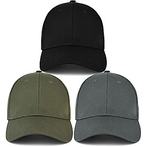 ZEXIAN 3 Pack Unisex Cotton Baseball Cap Adjustable Unconstructed Plain Sport Dad Golf Hat for Men and Women (Black+Grey+Green)