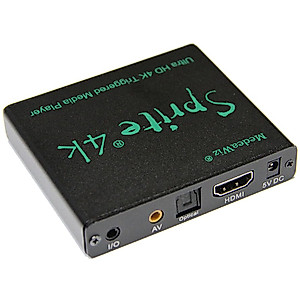 MedeaWiz® DV-S4 Sprite® Looping 4K Media Player – Seamless Audio Video Auto Repeater 2160p 60Hz HDMI, NTSC and PAL Outputs – Trigger Input and Serial Control