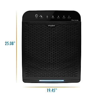 Whirlpool WPPRO2000B Whispure True Hepa Air Purifier, Activated Carbon, 508 Sq ft, Smart Auto Mode, Ideal For Allergies, Odors, Pet Dander, Mold, Smoke, Wildfire & Germs - Slate Black