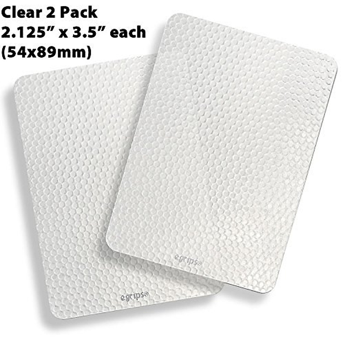 egrips 2pk Clear 2.13x3.5 54x89mm Rectangle, Universal Anti-Slip Grip Sticker for Mobile Phone Case, iPhone Galaxy Note Pixel, Not for Phone Sides or Curved Surfaces