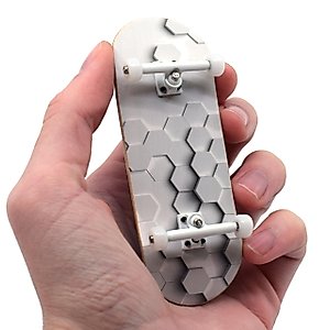 Teak Tuning 34mm Pro Fingerboard Heat Transfer Graphic Complete - Fully Assembled with Pro Level Parts - Pro Shaped Wood Deck (34x97mm), UltraSpin Wheels, Prodigy Trucks - Raised Hexagons