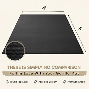 Premium Extra Large Exercise Mat - 8' x 4' x 1/4" Ultra Durable, Non-Slip, Workout Mats for Home Gym Flooring - Jump, Cardio, MMA Mat - Use With or Without Shoes (96" Long x 48" Wide x 6mm Thick)