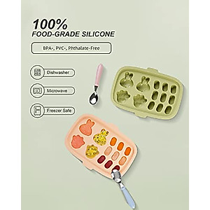 2 Pack Silicone Baby Food Storage Tray with Lid, Perfect Baby Food Containers for Homemade Baby Food, Vegetable & Fruit Purees, and Breast Milk, Food Grade Silicone