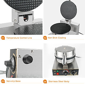 Commercial Waffle Cone Maker Ice Cream Cone Machine 1200W Non Stick Coating Timer and Temperature Control Use for Home Restaurant Dessert Station Hotel Bakery Gift