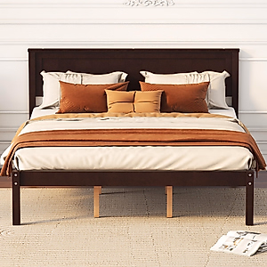 Harper & Bright Designs Wood Queen Size Bed Frame with Headboard and Footboard, Queen Size Platform Bed with Wooden Slat Support for Boys, Girls,No Box Spring Needed,Espresso