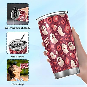 Cartoon Cute Pink Halloween Pumpkin Unique Stainless Steel vacuum insulated water bottle with Straw Leak Resistant Flip coffee mugs for camping modern insulated tumbler vasos para agua gym 20oz