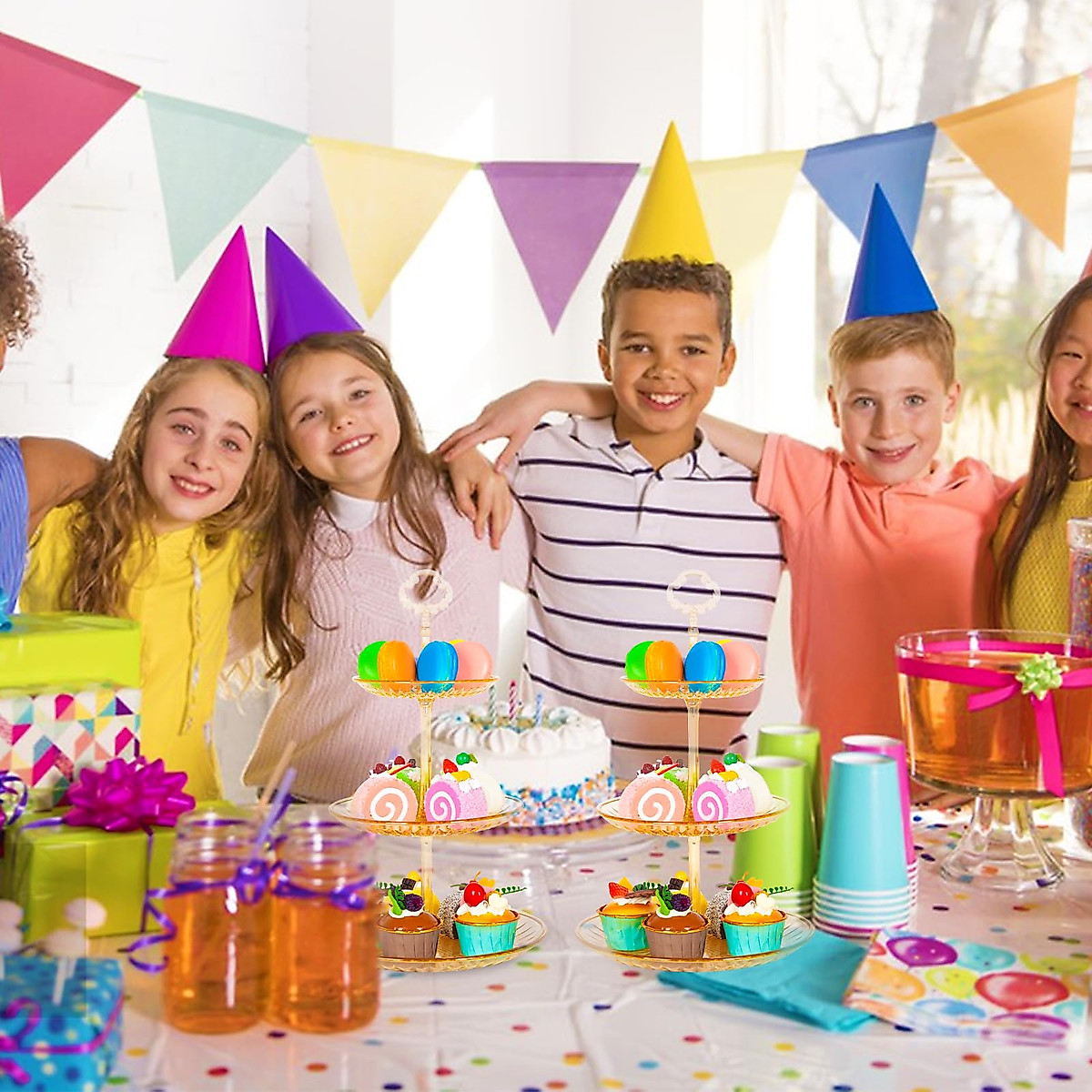 ShellKingdom 2 Pack Clear Cupcake Stand, 3 Tier Serving Tray Cupcake Dessert Candy Fruit Display Holder for Wedding, Christmas, Baby Shower Birthday Tea Party