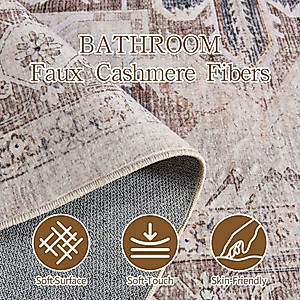 CORBGRUGRS Bohemian Area Rug (Ginger/Beige, 8'x10') Washable Rug 8x10, Kitchen Rugs Non Slip Washable for Bedroom Living Room Dining Room