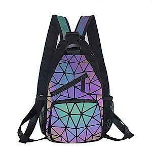 OLOEY Women Geometric Luminous Purses and Handbags Chic Stylish Color Changable Reflective Cross Body Bags Backpack (Mini Backpack)