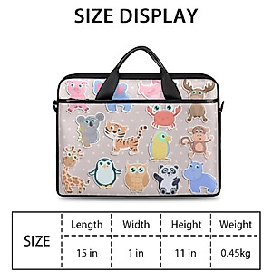 Cute Cartoon Animals Laptop Computer Bag Waterproof Shoulder Messenger Bag 13-15 inch Durable Laptop Tote Bag with Shoulder Strap Handle Lightweight Crossbody Briefcase