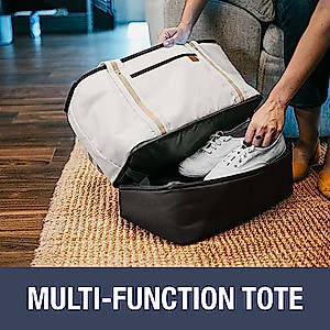 CleverMade Premium Soft Sided Malibu Cooler-Tote, Spacious Top and Bottom Insulated Compartment, Made from Recycled Materials, Sand & Sable