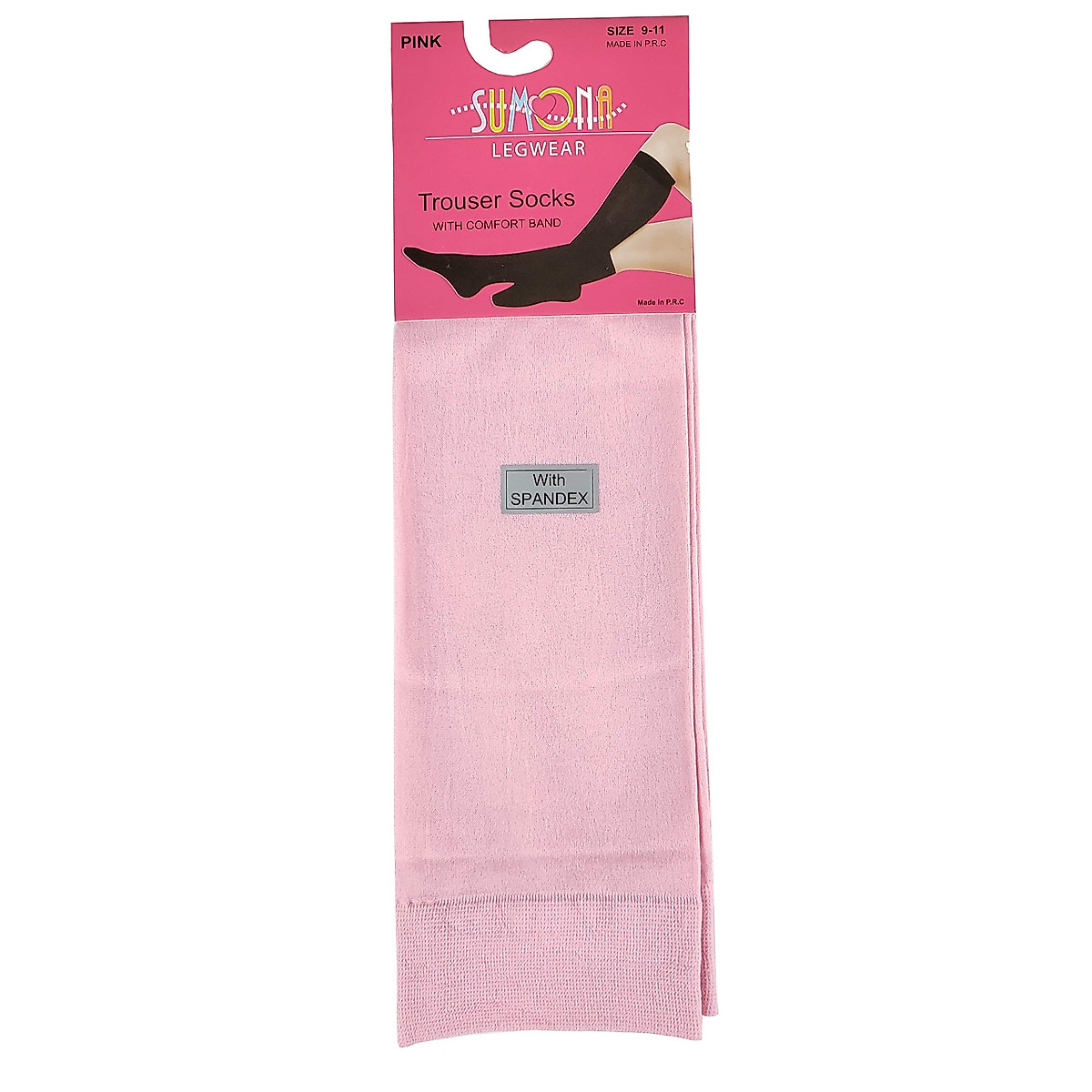 SUMONA 6 Pairs Women Opaque Stretchy Spandex Knee High Trouser Socks (9-11, Pink)