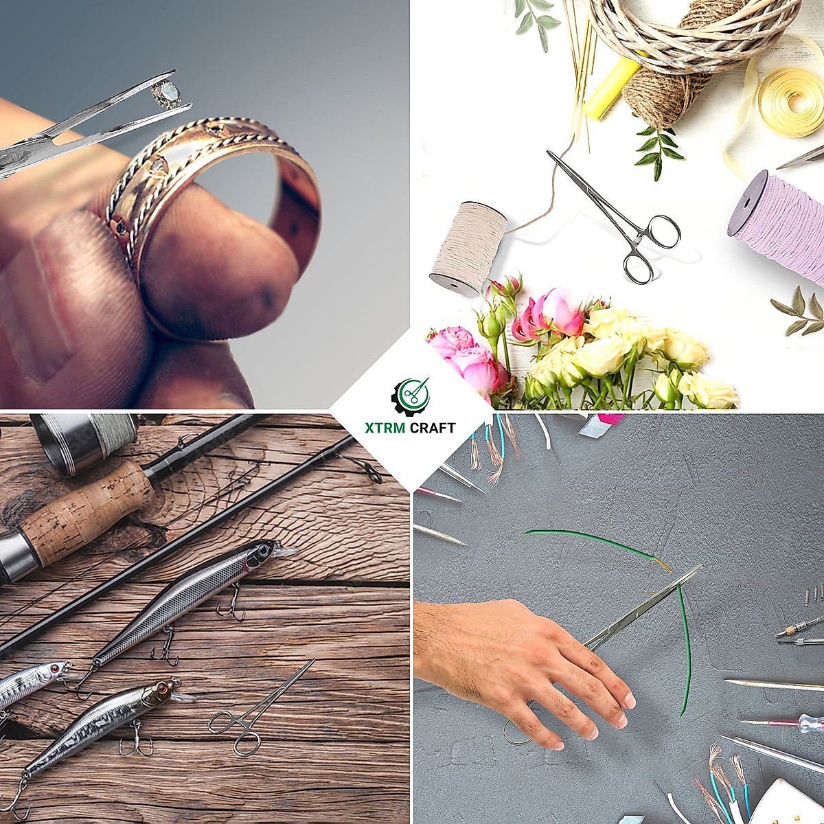 XTRM CRAFT Pean Hemostat Straight 5.5" Multipurpose Locking Tweezer Clamps Serrated, Stainless Steel, Hemostats for Nurses, Fishing Forceps, Crafts and Hobby